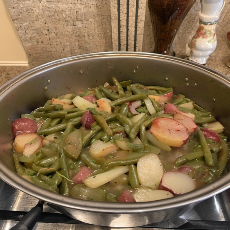 Southern Style Green Beans and Red Potatoes - cooking art